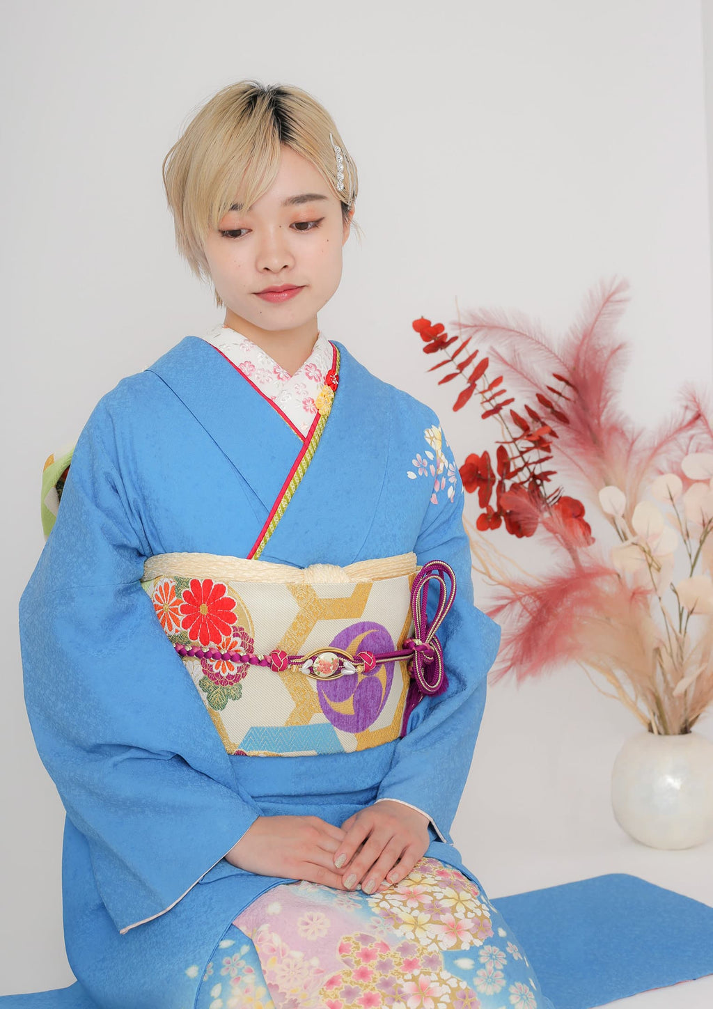 【振袖ネットレンタル：伝統古典】天の川×水色/C-059 – kimono-hearts-onlinestore